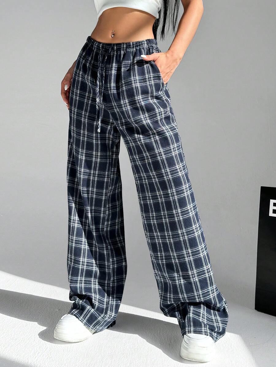SHEIN EZwear Women'S Plaid Trousers With Pockets | SHEIN USA