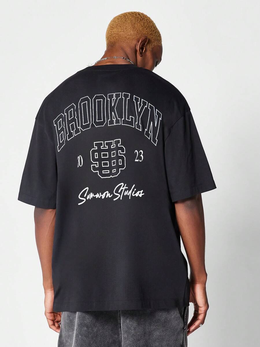 SUMWON Oversized Fit Tee With Front And Back Graphic Print | SHEIN USA