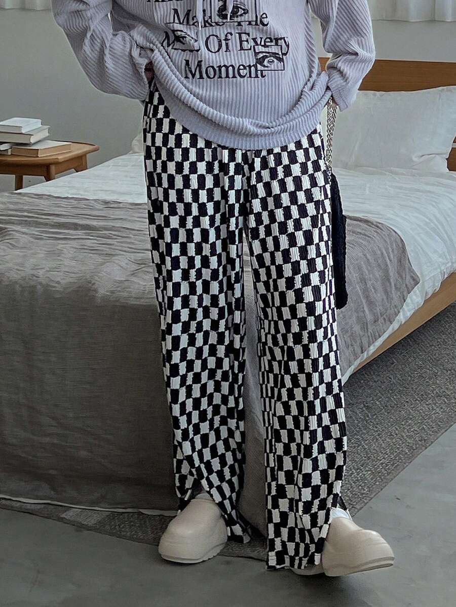 FRIFUL Women's Checkerboard Print Pants | SHEIN USA