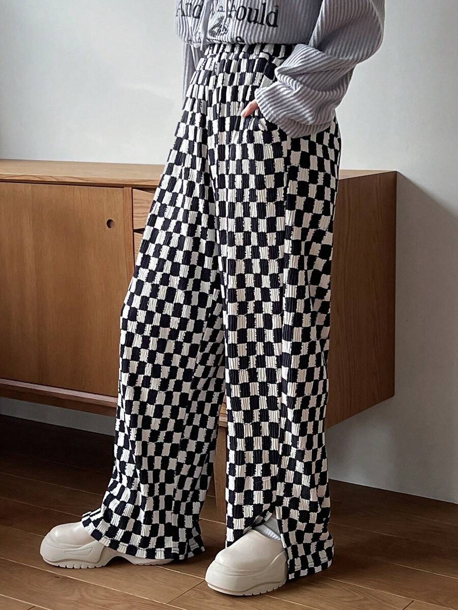 FRIFUL Women's Checkerboard Print Pants | SHEIN USA