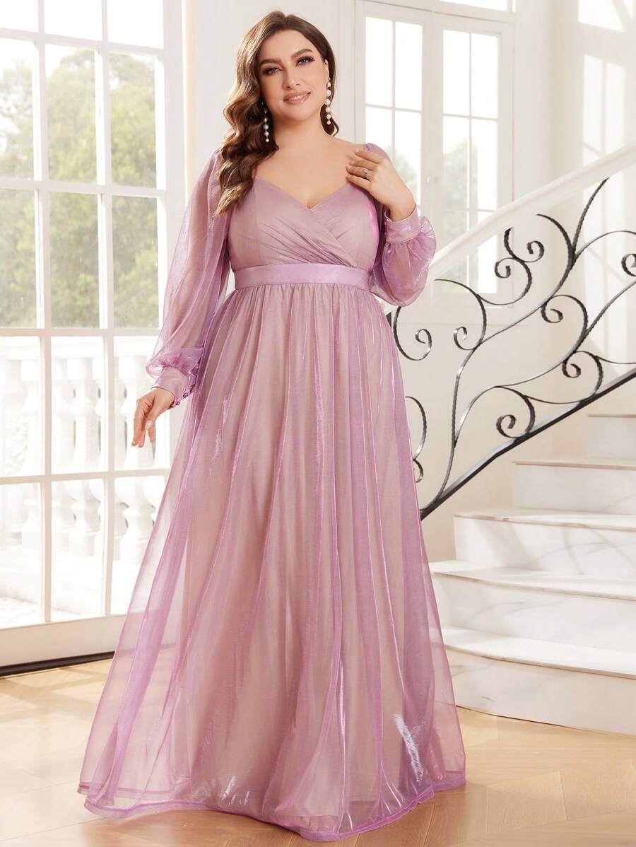 SHEIN Belle Plus Size Sweetheart Neckline High Sheen Bridesmaid Dress ...