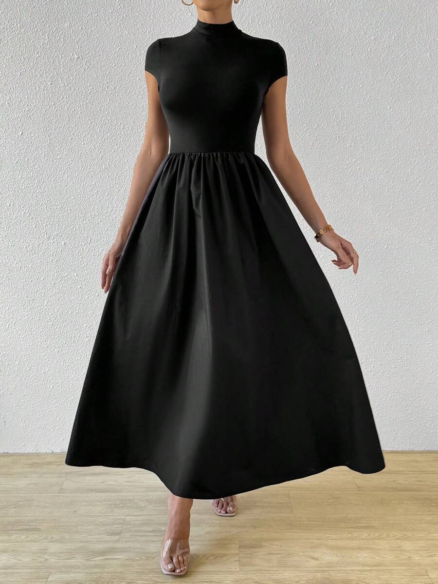 Firerie Women'S Short Sleeve Slim Fit Stand Collar Dress With Flared ...