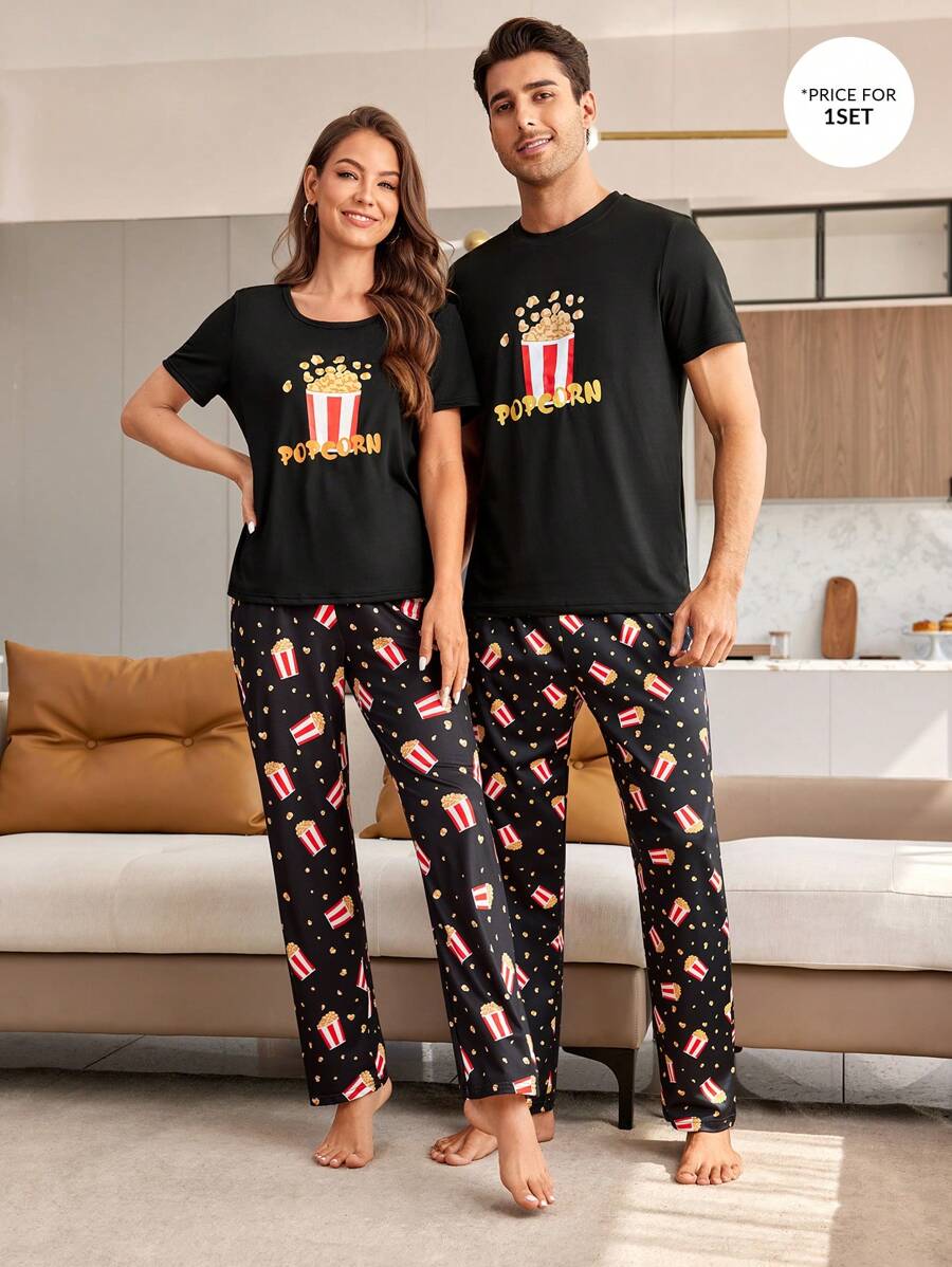 Shein CoupledUp Women's Popcorn Pajamas Short/long Sets | SHEIN USA