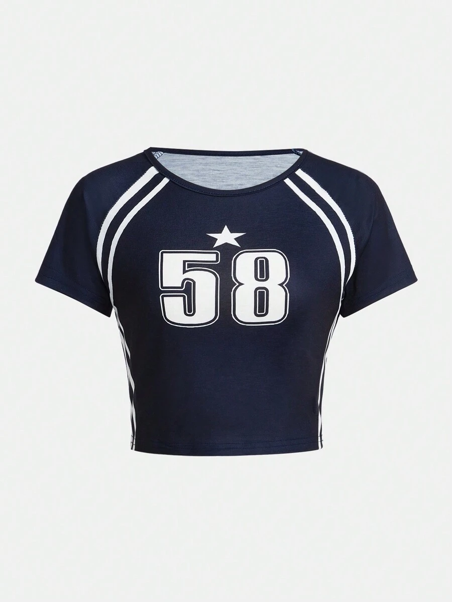 SHEIN Retrotrend Kids Teen Girl's Color Blocked Striped T-Shirt With ...