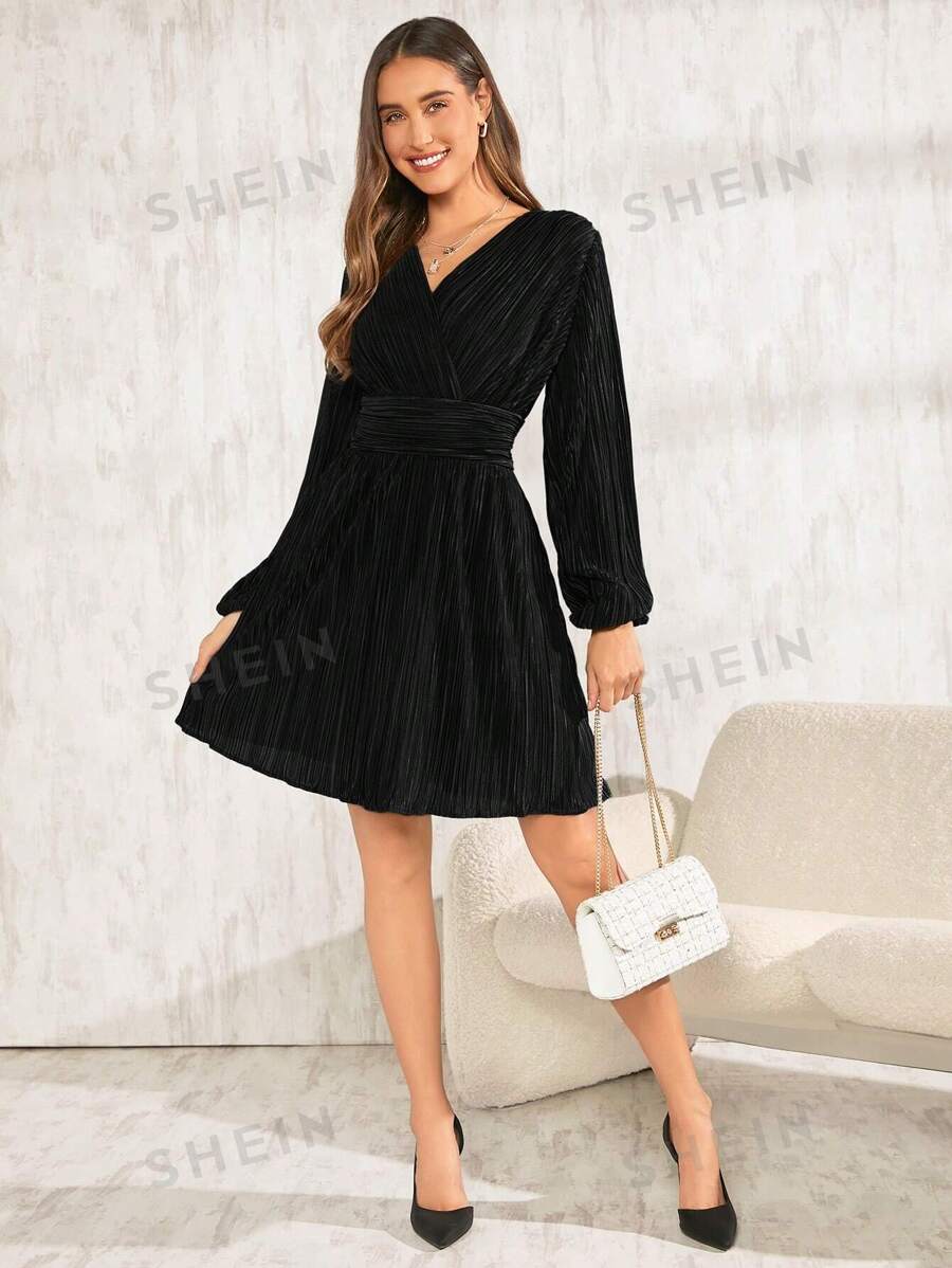 SHEIN Clasi Lantern mouwen Dames Effen kleur Jurken | SHEIN Nederland