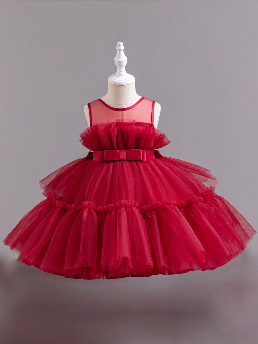 Young Girls' Multilayered Colorful Evening Dress With Long Train For ...