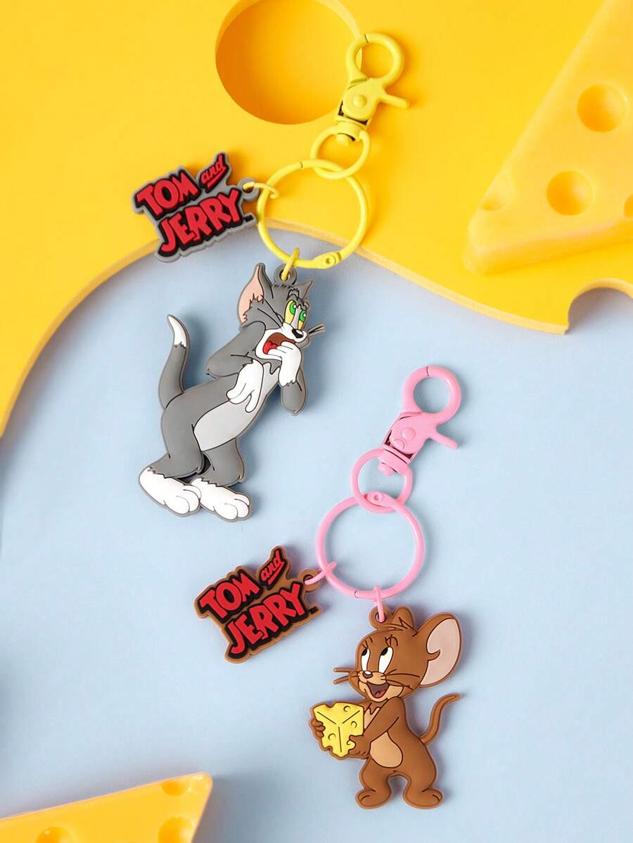 TOM & JERRY X SHEIN 2pcs Classic Series Cat And Mouse Design Keychain ...