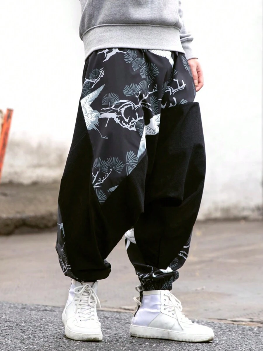 Manfinity Hypemode Men's Botanical Print Joggers Oversize Long ...