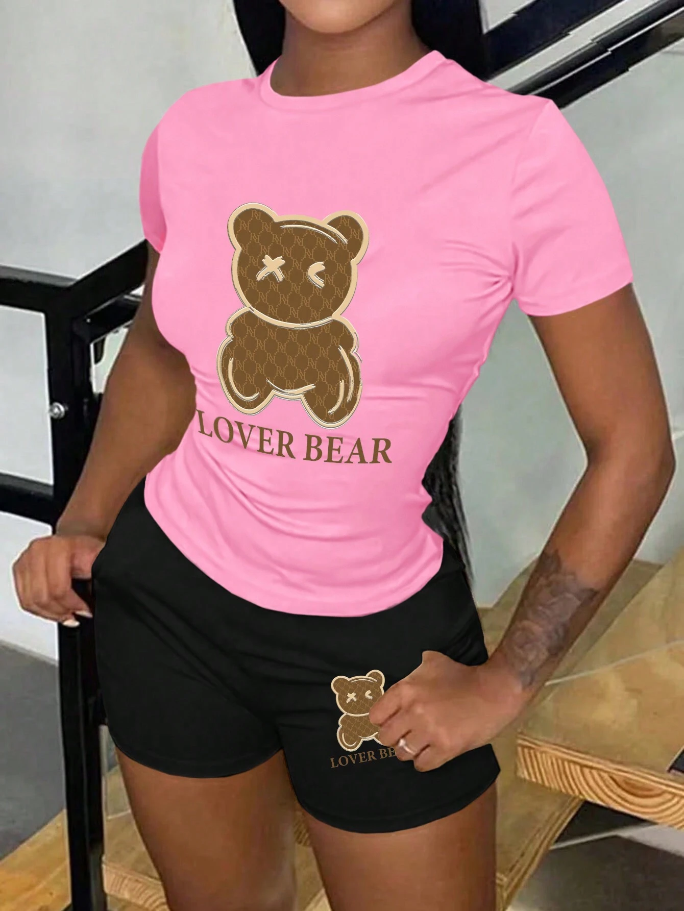 Shein Slayr Womens Cartoon Bear Pattern Short Sleeve T Shirt Shein Usa