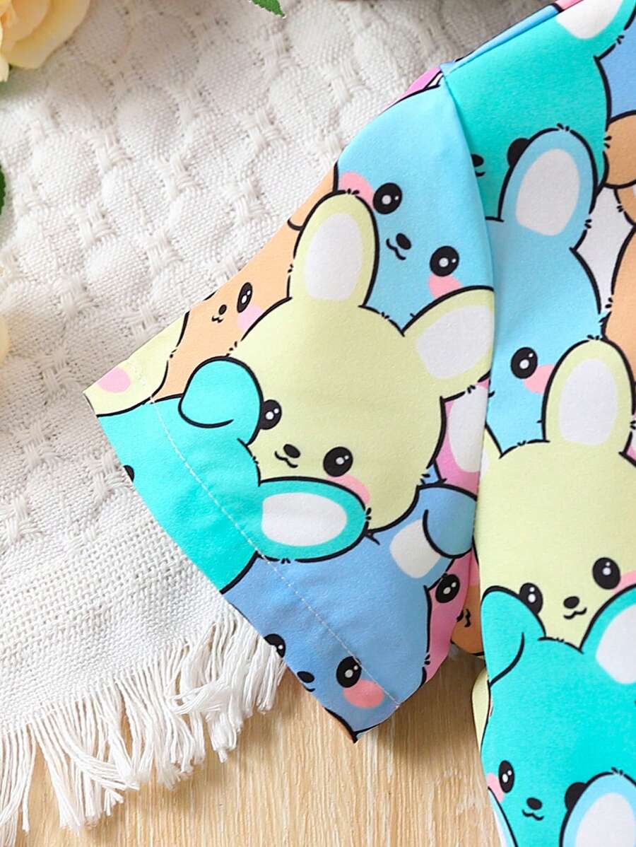 SHEIN Young Girls' Easter Bunny Seamless Animal Print Dopamine Color ...