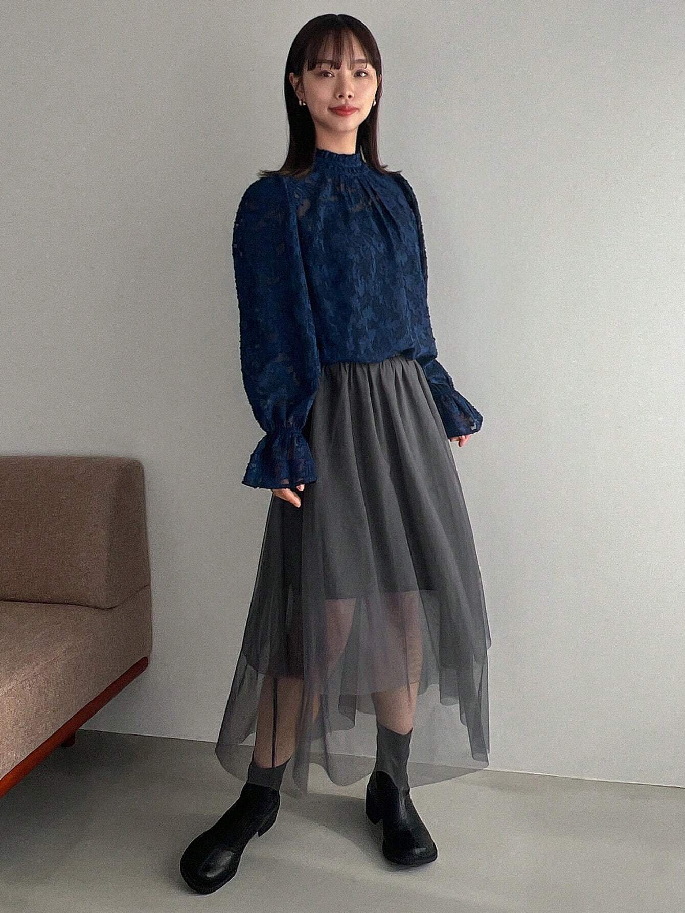 FRIFUL Women's Asymmetric Hem Dark Grey Tulle Skirt | SHEIN USA