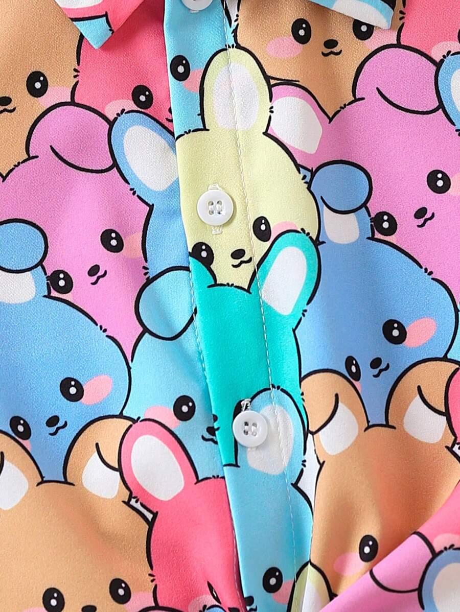 SHEIN Young Girls' Easter Bunny Seamless Animal Print Dopamine Color ...