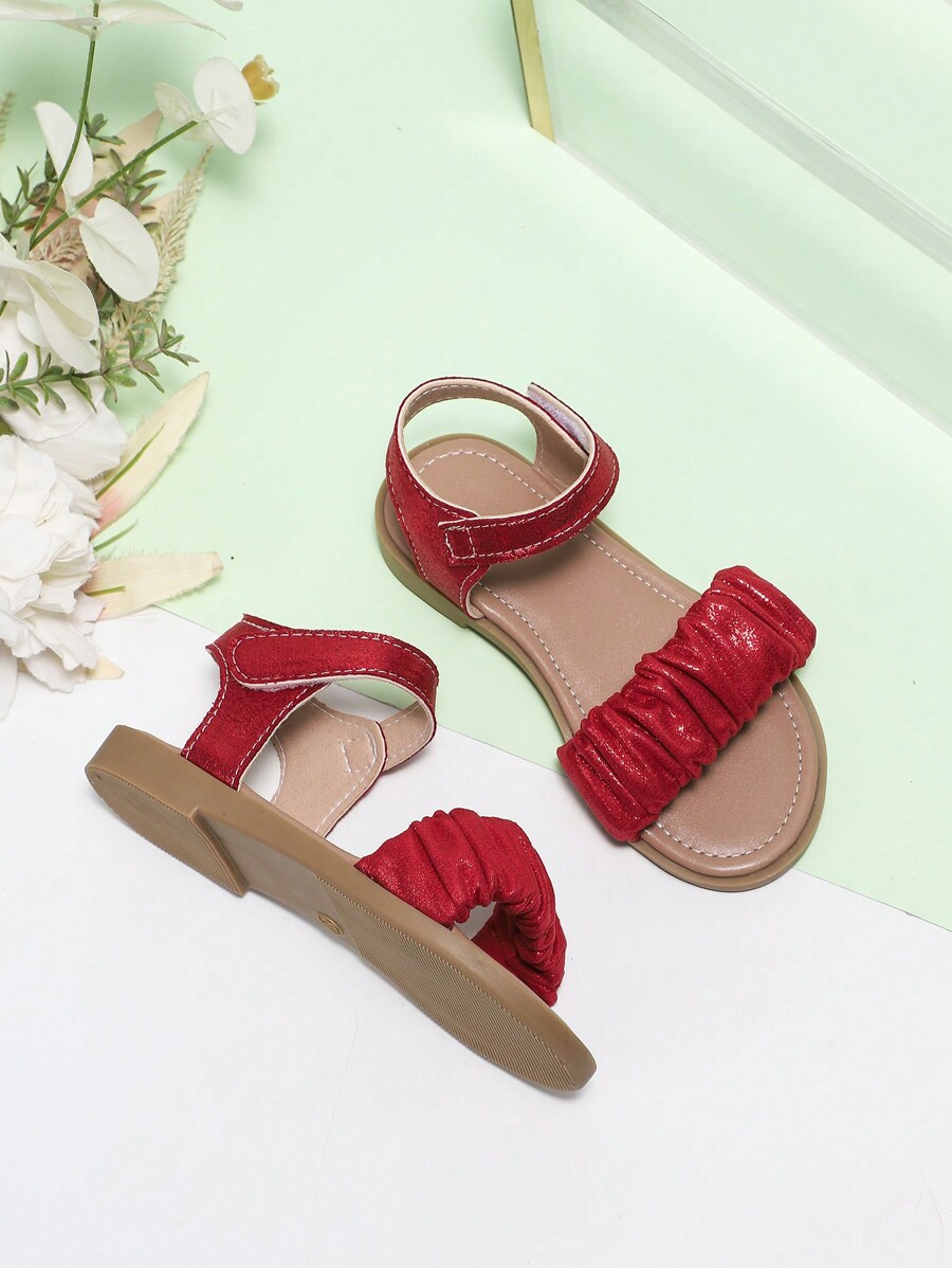 Girls' Fashionable Red Flat Sandals For Spring And Summer, Casual ...