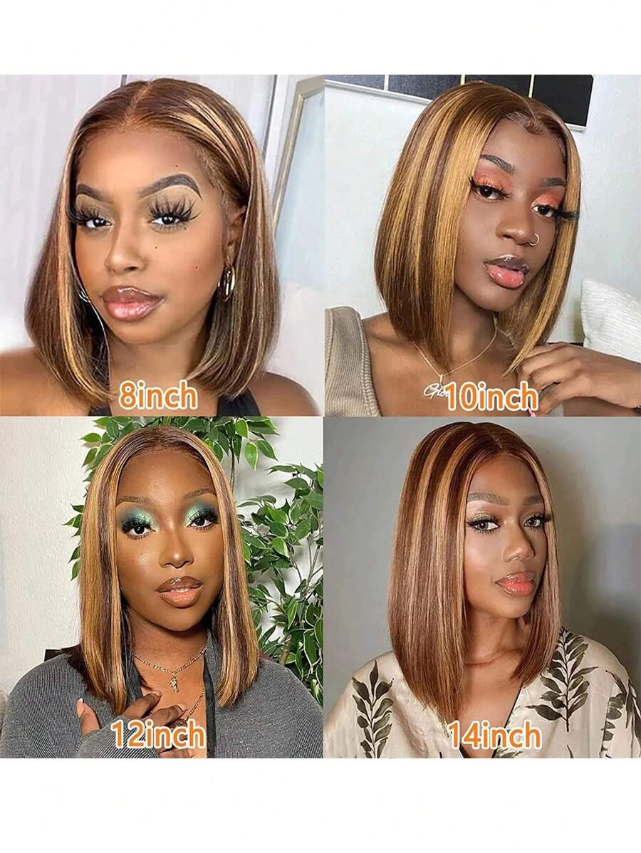 Short Bob Wig P4/27 Wigs T Part Transparent Lace Wig For Women ...