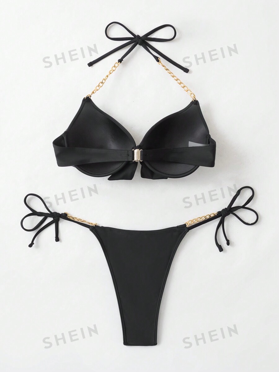Shein Swim Conjunto De Bikini Con Aros Para Mujer Para Playa De Verano