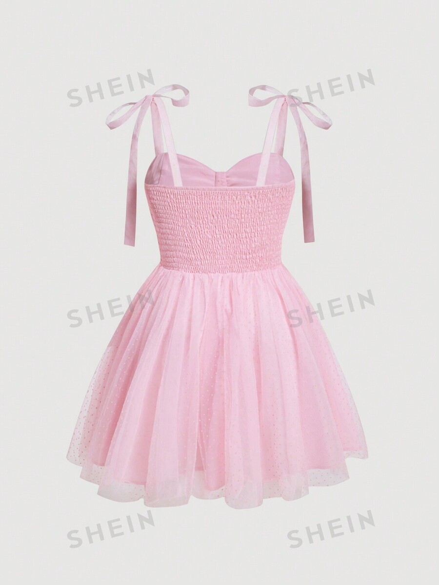 SHEIN MOD Plus Size Women's Pink Off Shoulder Tie-Dye Sheer Mesh Dress ...