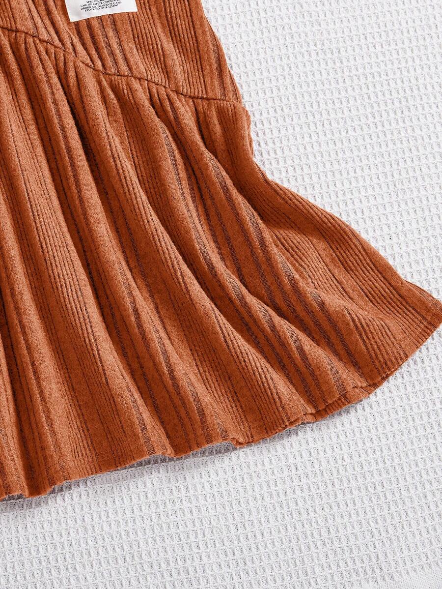 Tween Girls' Loose Fit Vintage Knee-Length Dress With Split And Ruffle ...