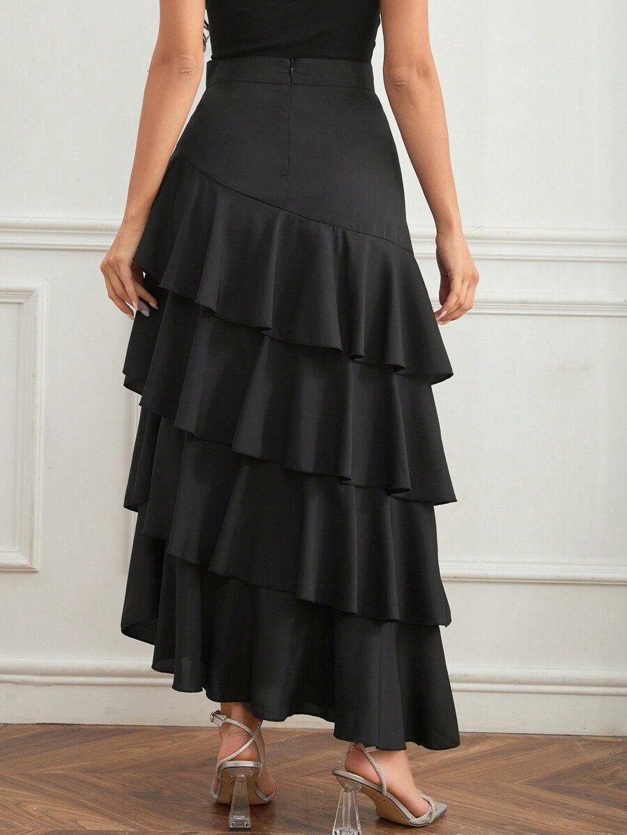 Shein Raffinéa Womens Multi Layer Ruffle Hem Skirt Maxi Women Outfit