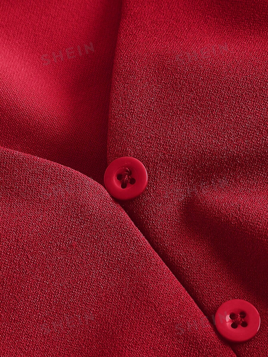 SHEIN MOD Women'S Red Criss-Cross Strap Button Down Tank Top For Summer ...