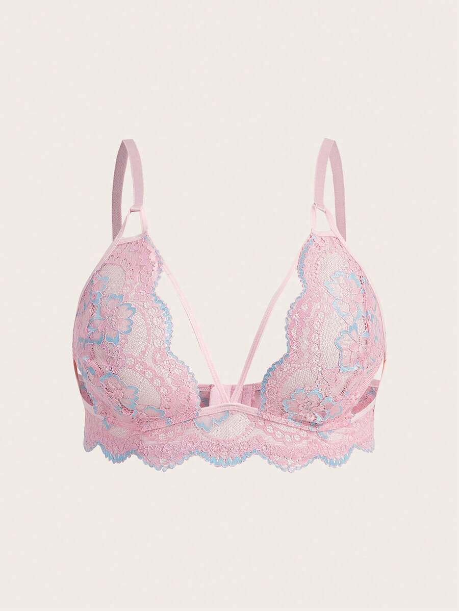 Plus Size Wireless Lace Bra Lingerie | SHEIN USA