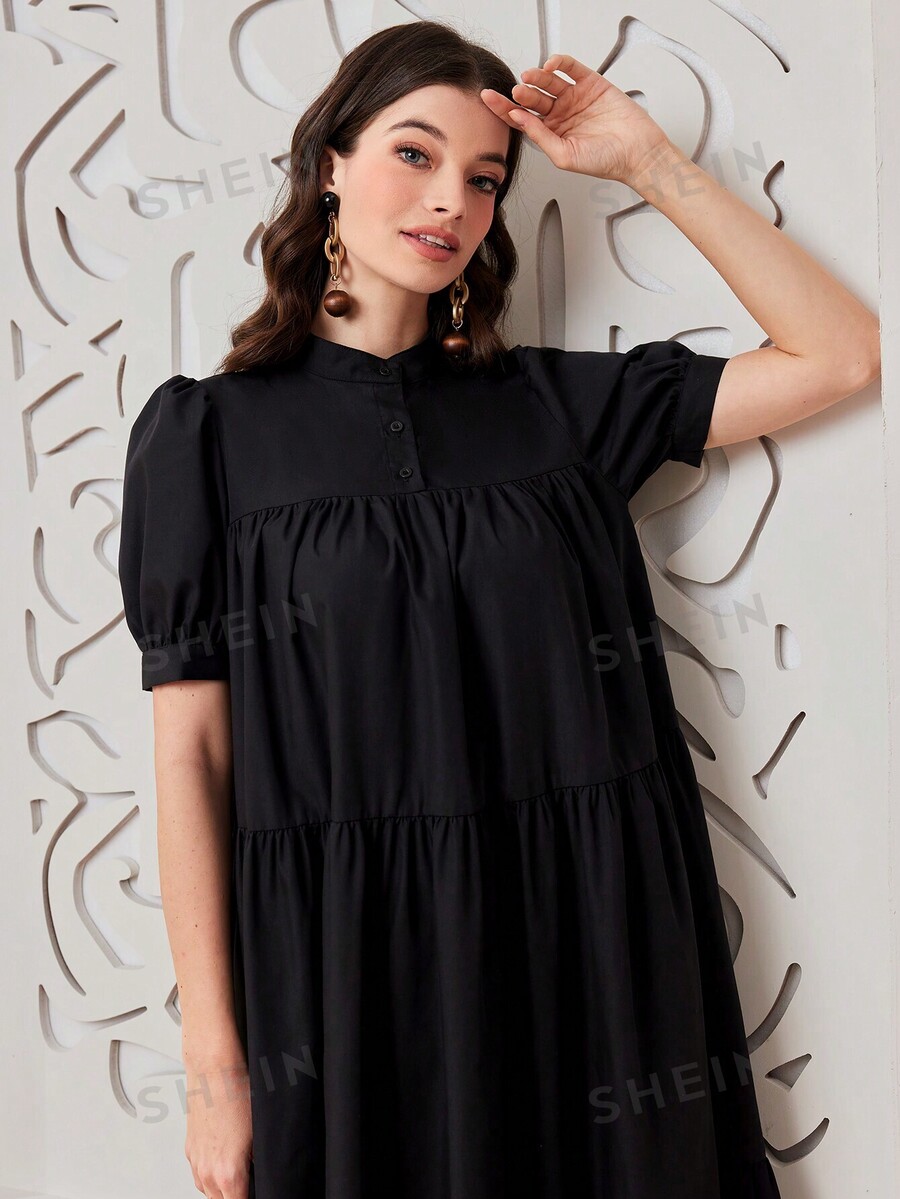 SHEIN Mulvari Women's Arabic Style Dress With Floral Print, Puff ...