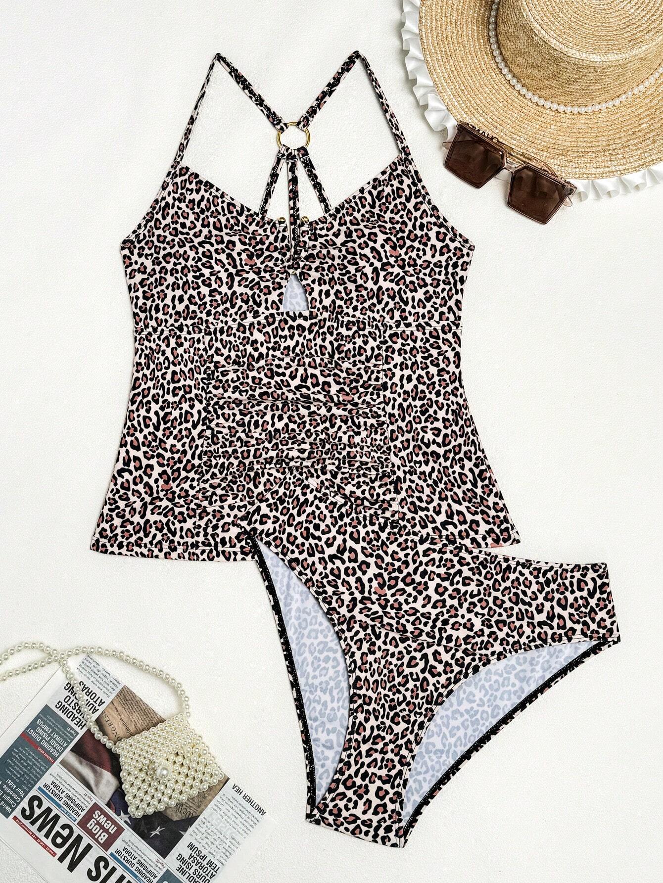 SHEIN Swim Leopard Print Tankini Set Bathing Suit For Summer Beach ...