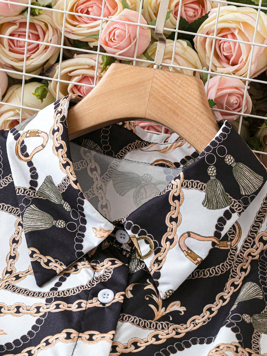 Women's Plus Size Full Print Chain Print Shirt | SHEIN USA