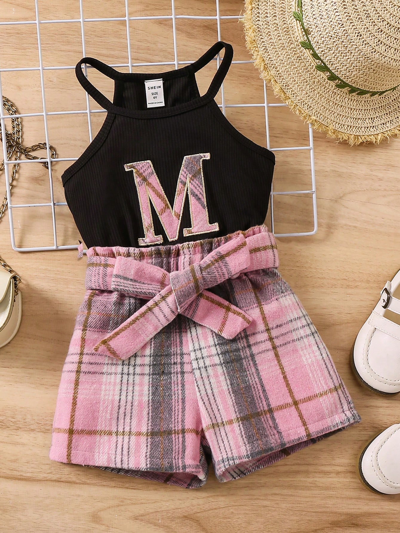 SHEIN Kids EVRYDAY Conjunto De Dos Piezas, Top Halter Bordado De Letras ...