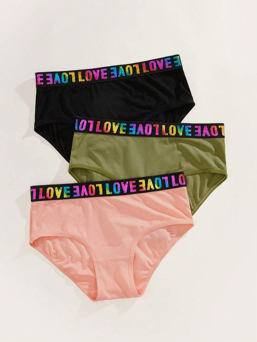 Women'S Triangle Panties With Letter Print Waistband | SHEIN