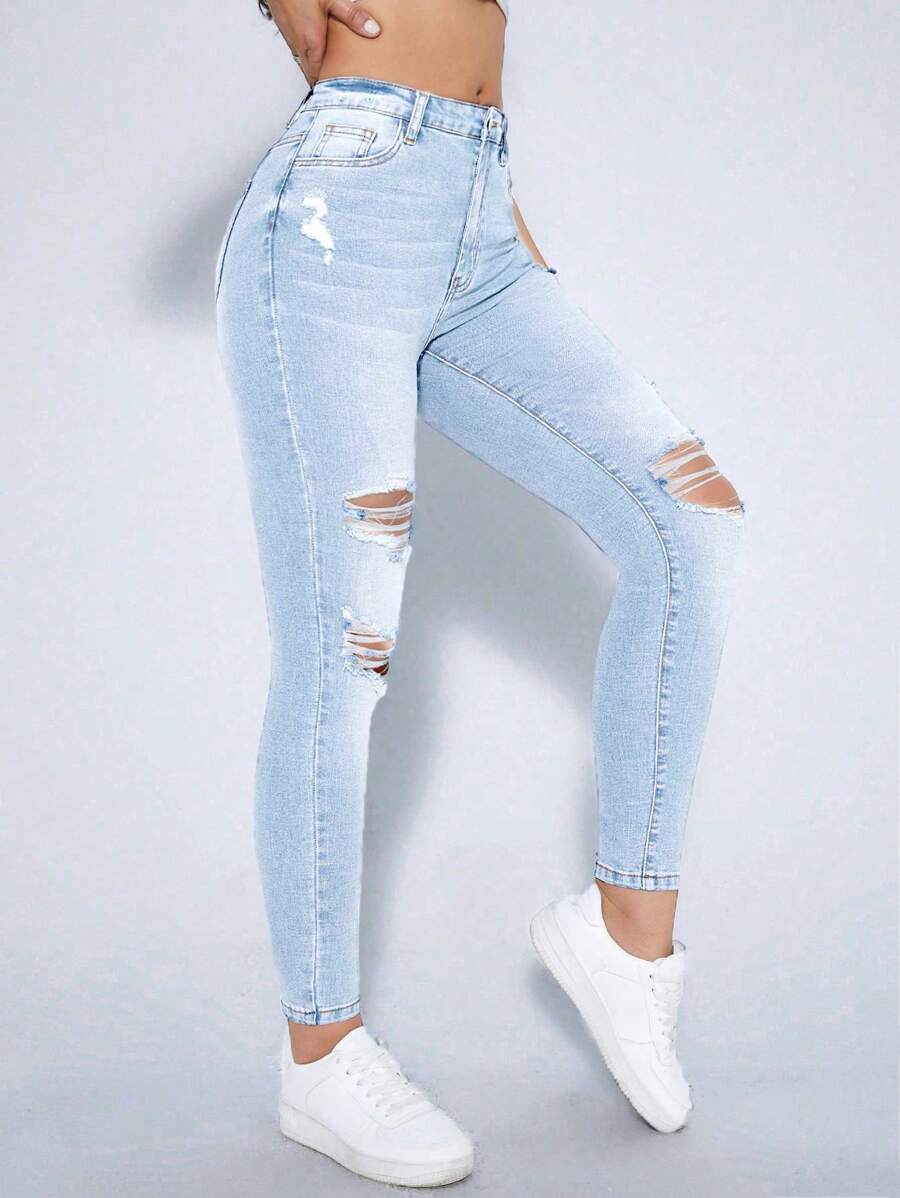 Ripped Skinny Jeans Y2k | SHEIN USA