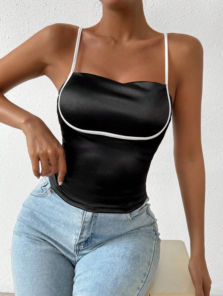 Allurite Color Block Rope Strap Tank Top | SHEIN USA