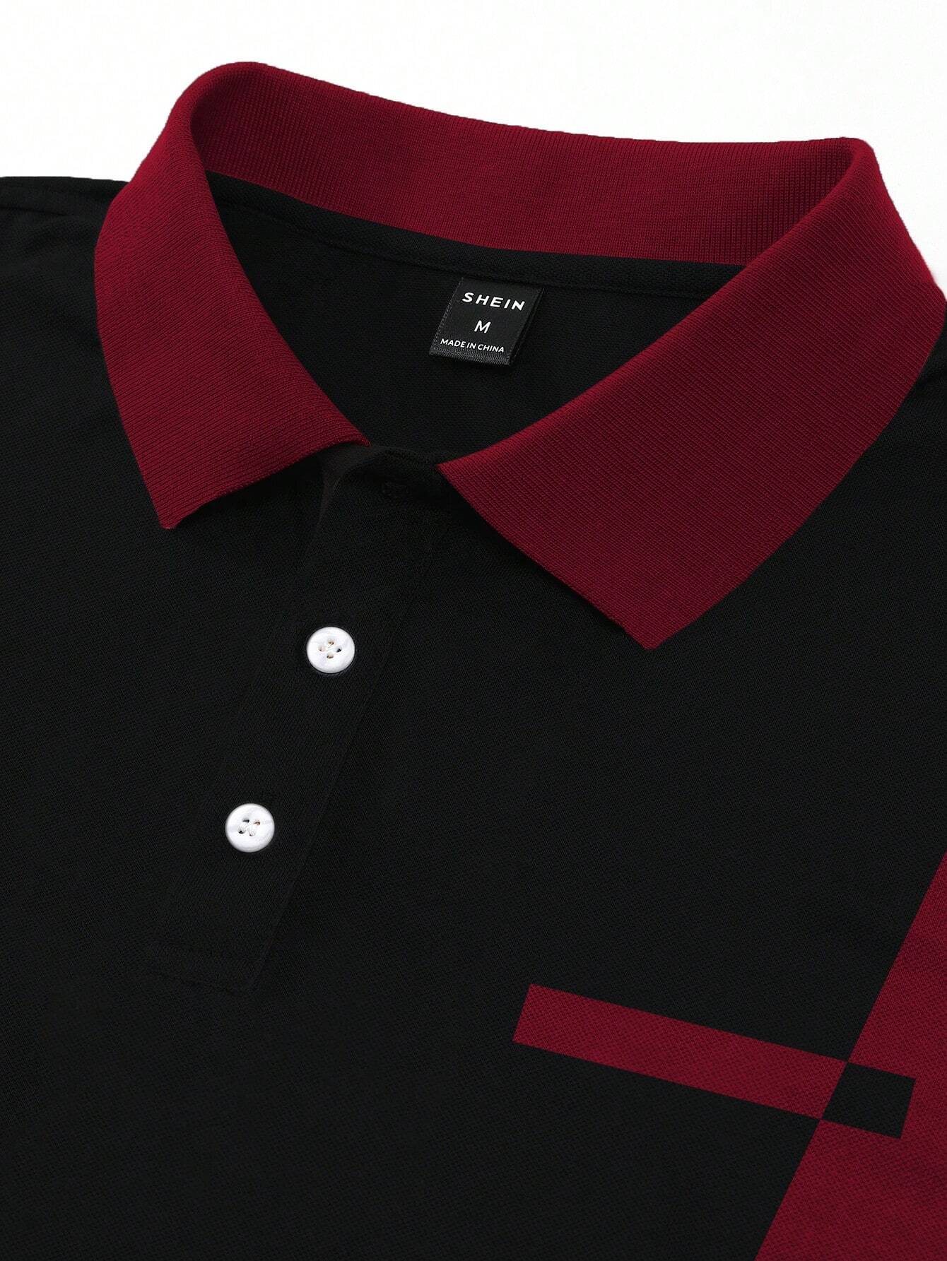 Manfinity Homme Men's Color-block Half-button Polo Shirt | SHEIN USA
