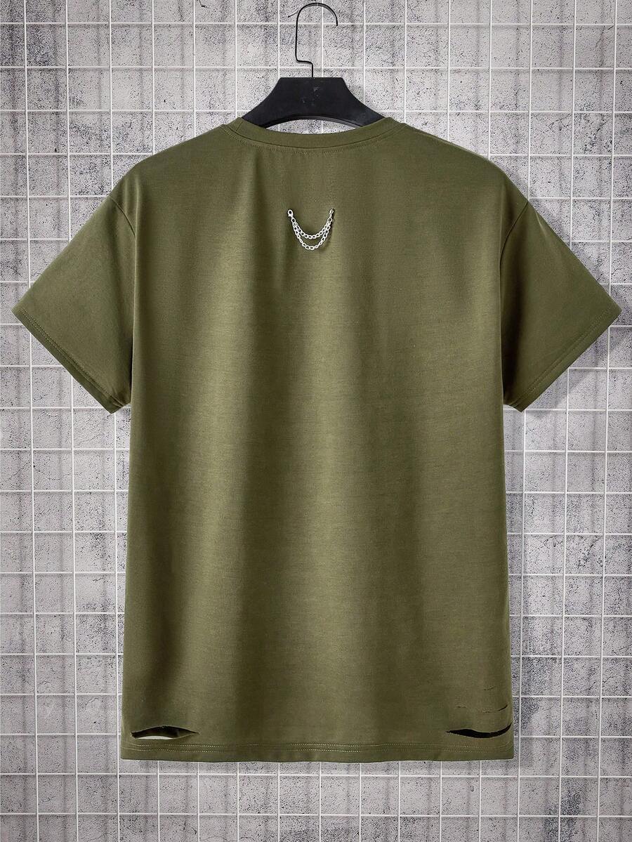 Manfinity EMRG Men'S Knitted Short Sleeve T-Shirt With Chain Decoration ...