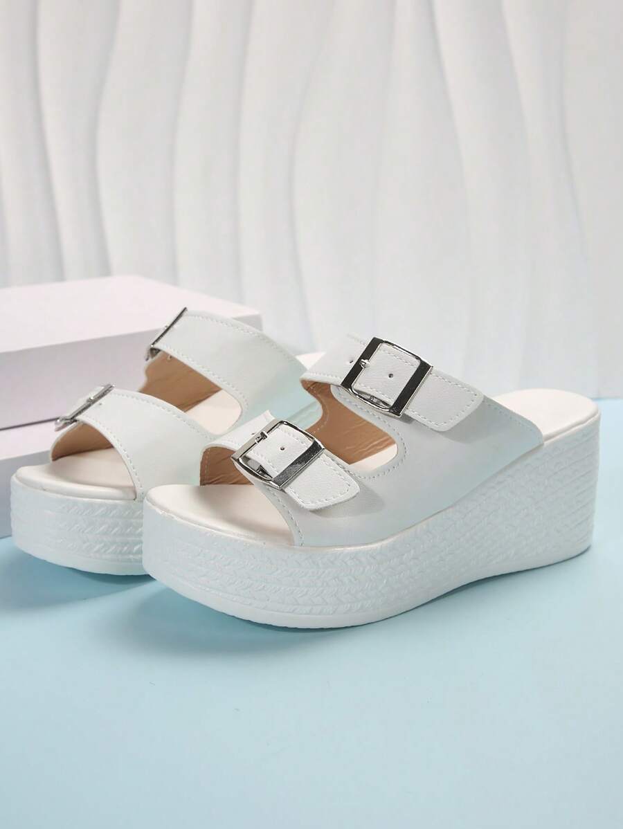 Summer White Platform Wedge Sandals With Thick Bottom For Women | SHEIN USA