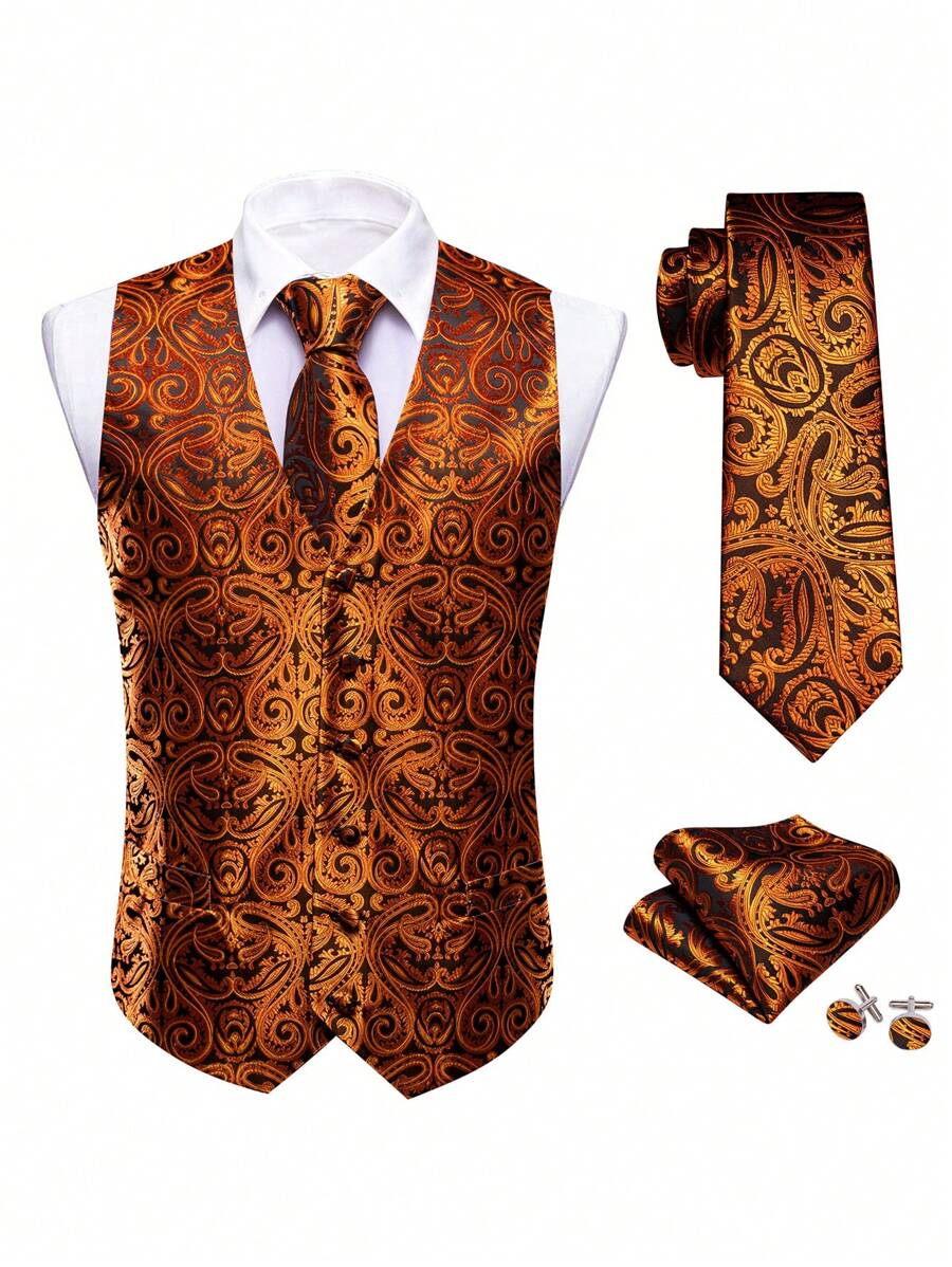 Men Plus Large Size Jacquard Single Breasted Suit Vest Shein Usa