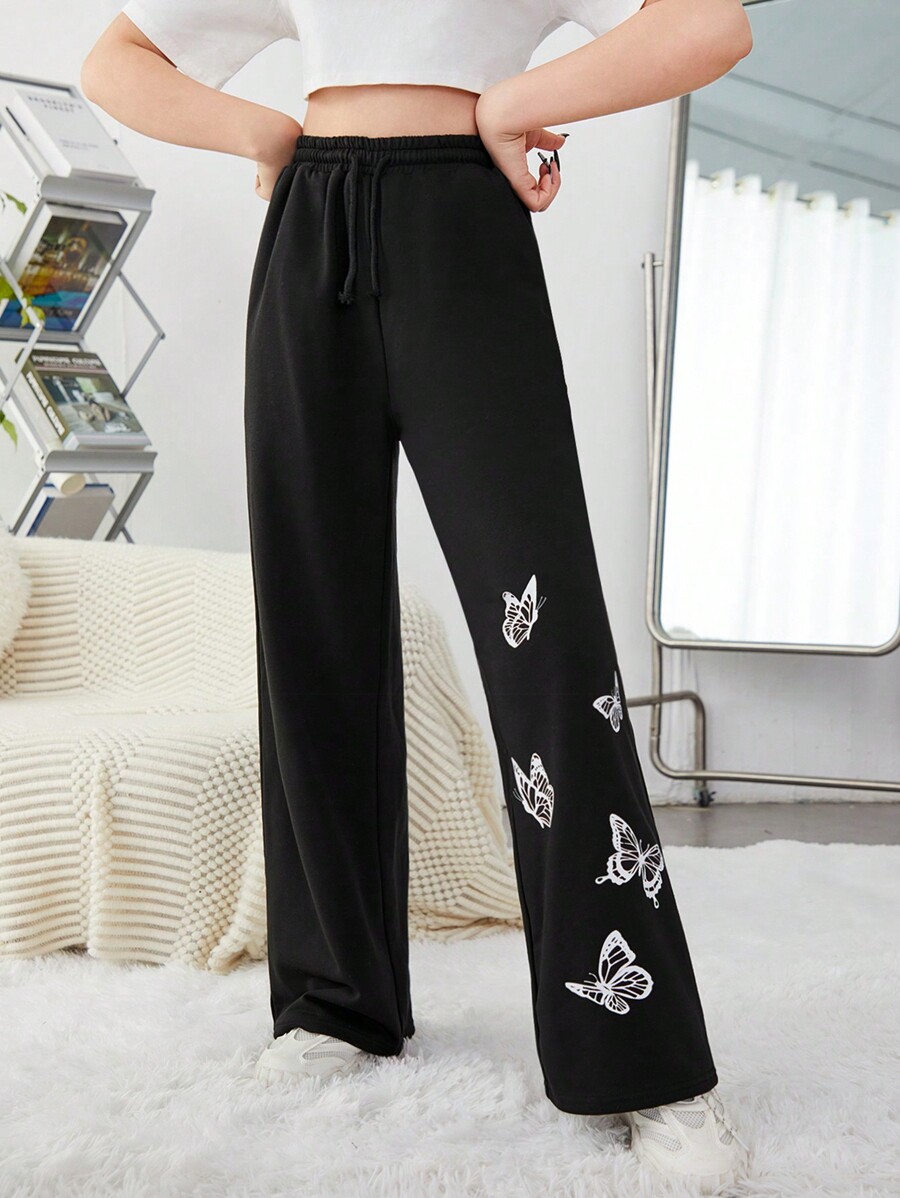 SHEIN Calças Jogger Com Estampa De Borboleta Para Adolescentes Com ...