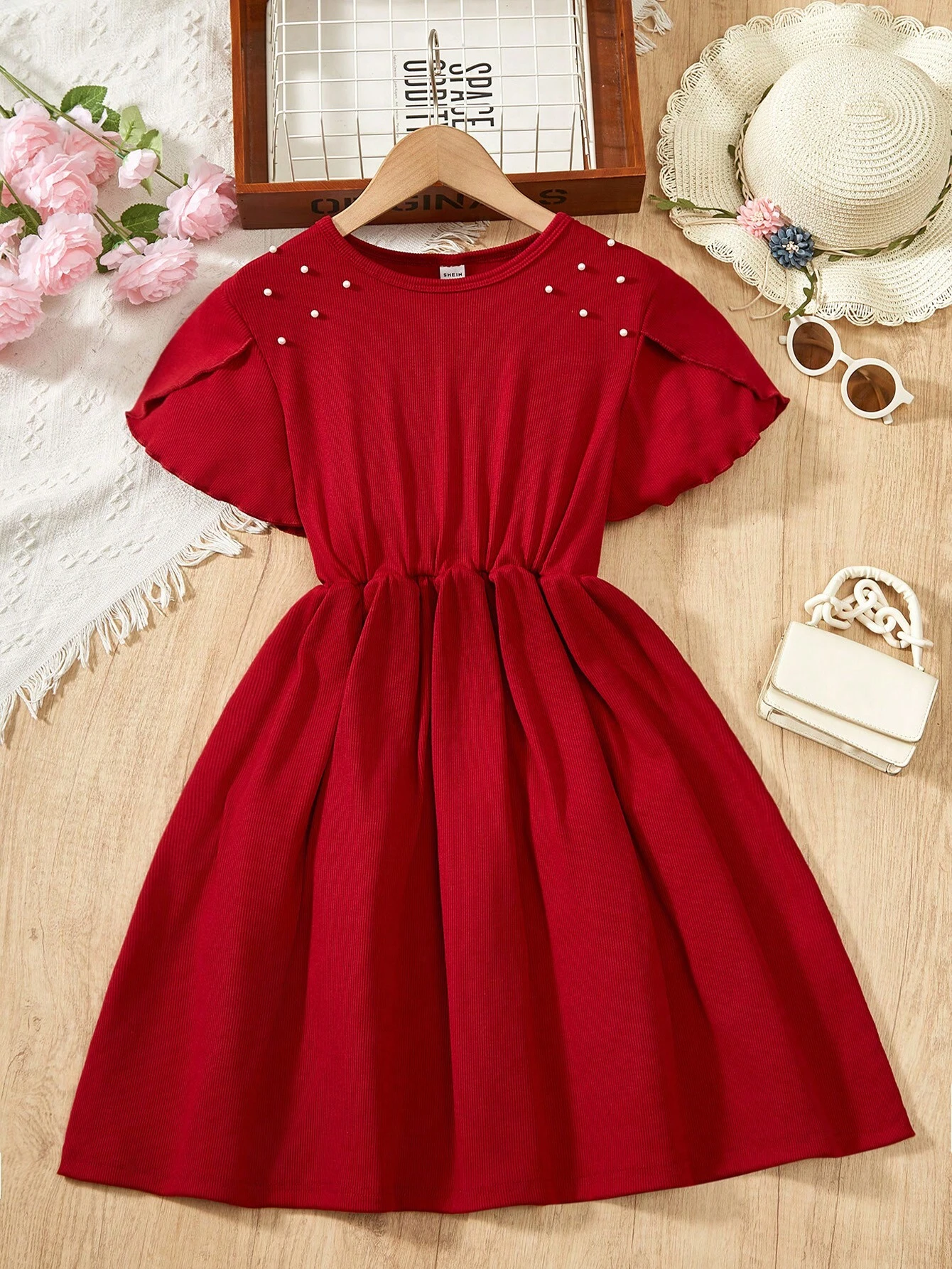 Robe plis À Manches Fleuries Et Perles Pour Préadolescentes | Mode en ...