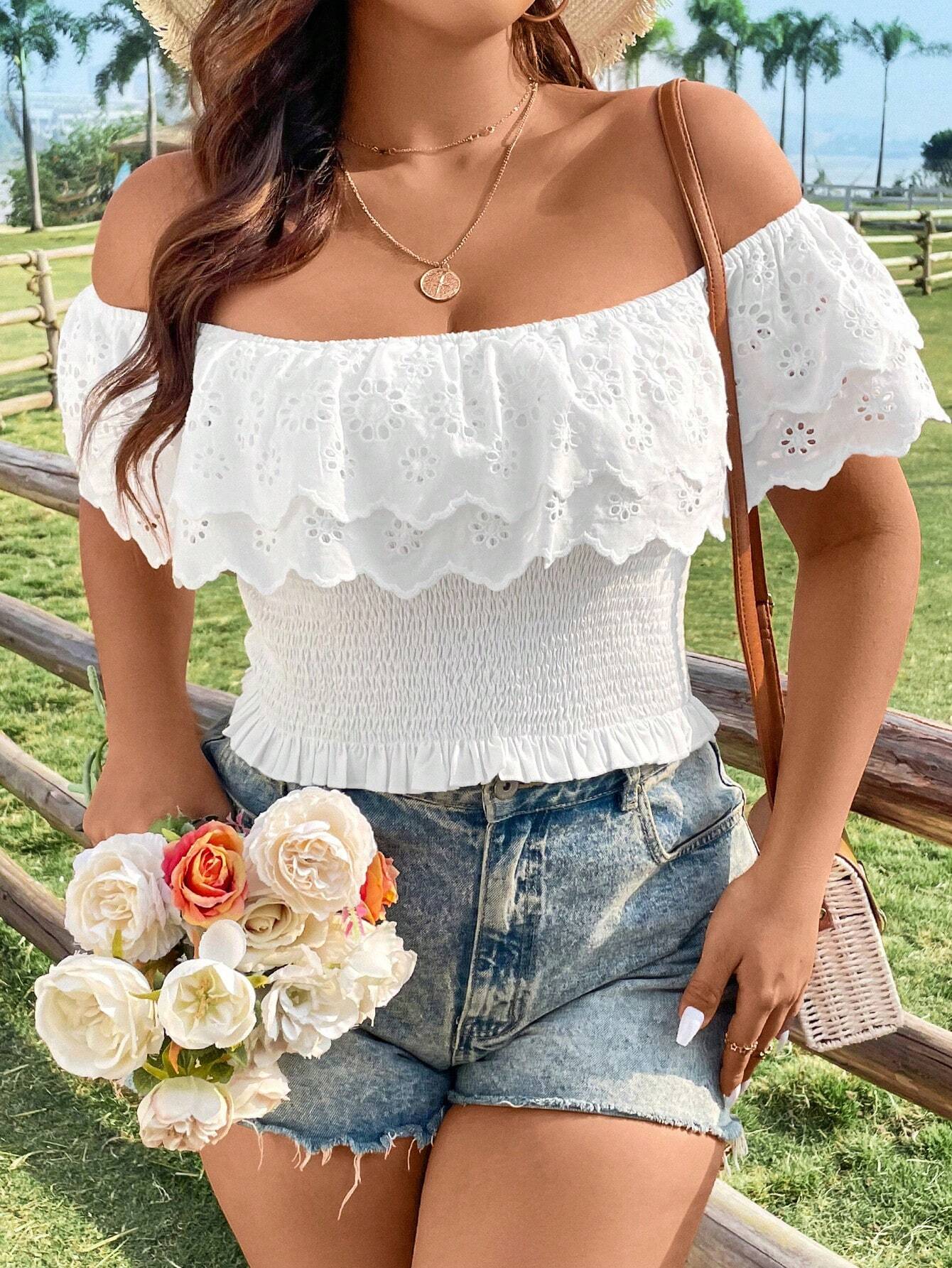 SHEIN WYWH Blouse Enveloppante Pour Femme Grande Taille À Épaules ...