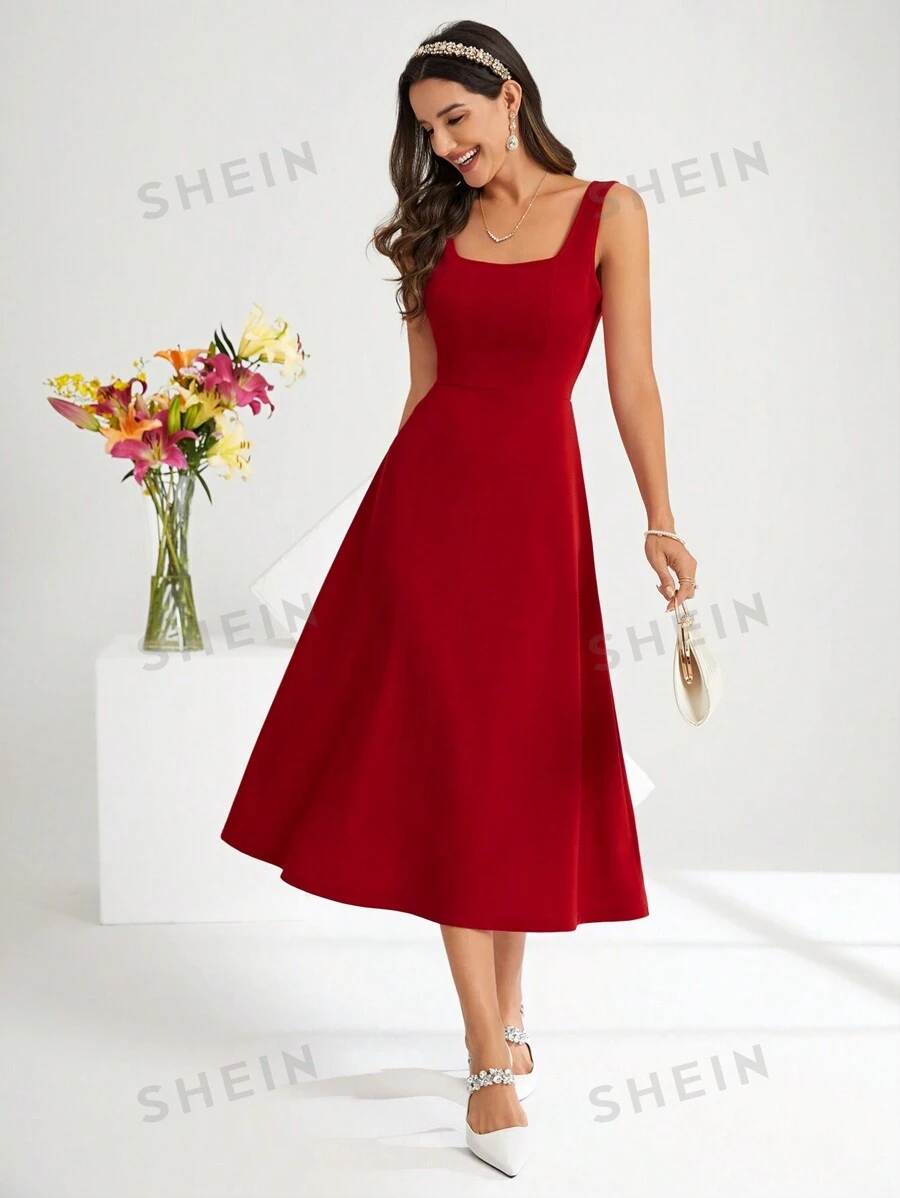 SHEIN Clasi Vestido De Linha A Com Cintura Marcada Para Mulheres | SHEIN PT