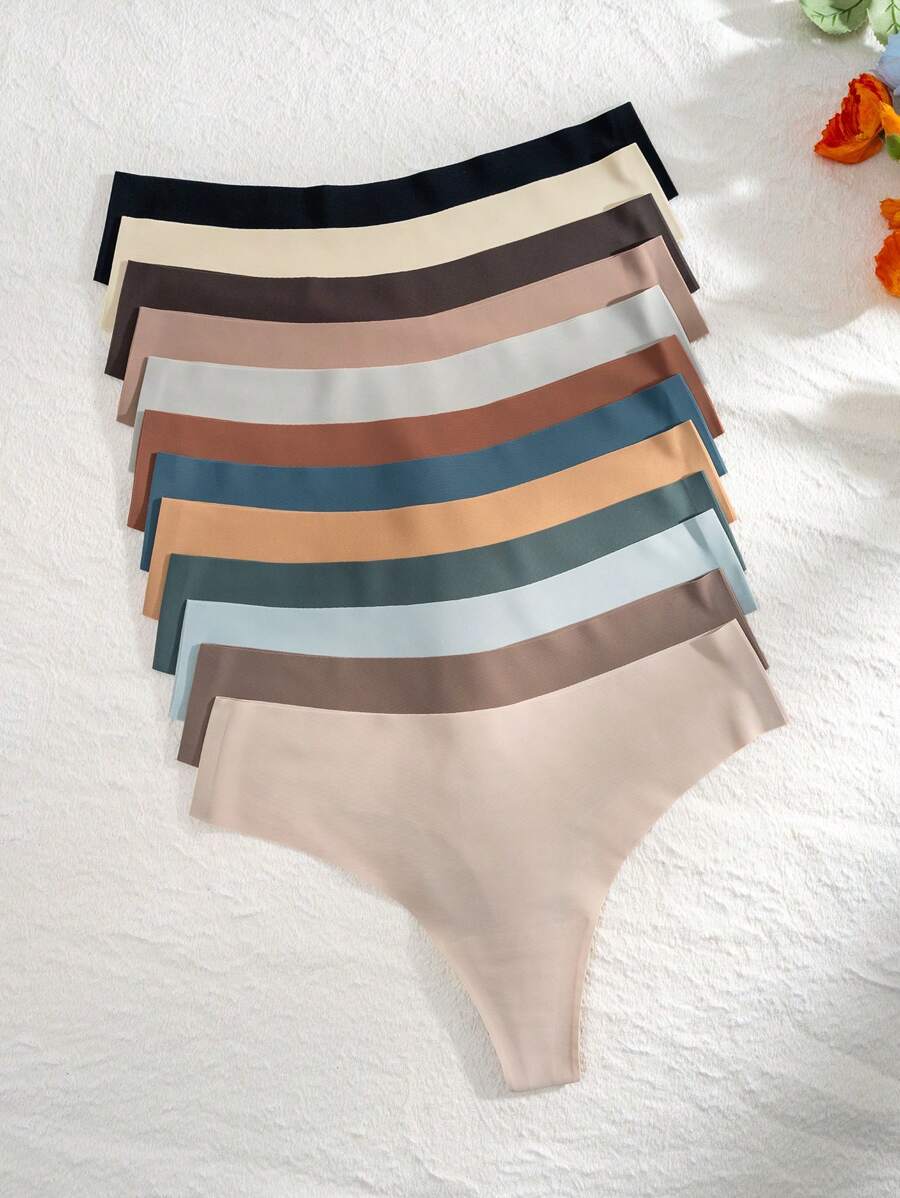 Women's Seamless Solid Color Thongs (Pack Of 12) | SHEIN USA