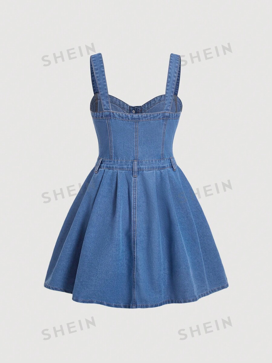 SHEIN MOD Y2k Sexy Short Denim Spaghetti Strap Dress For Women | SHEIN USA