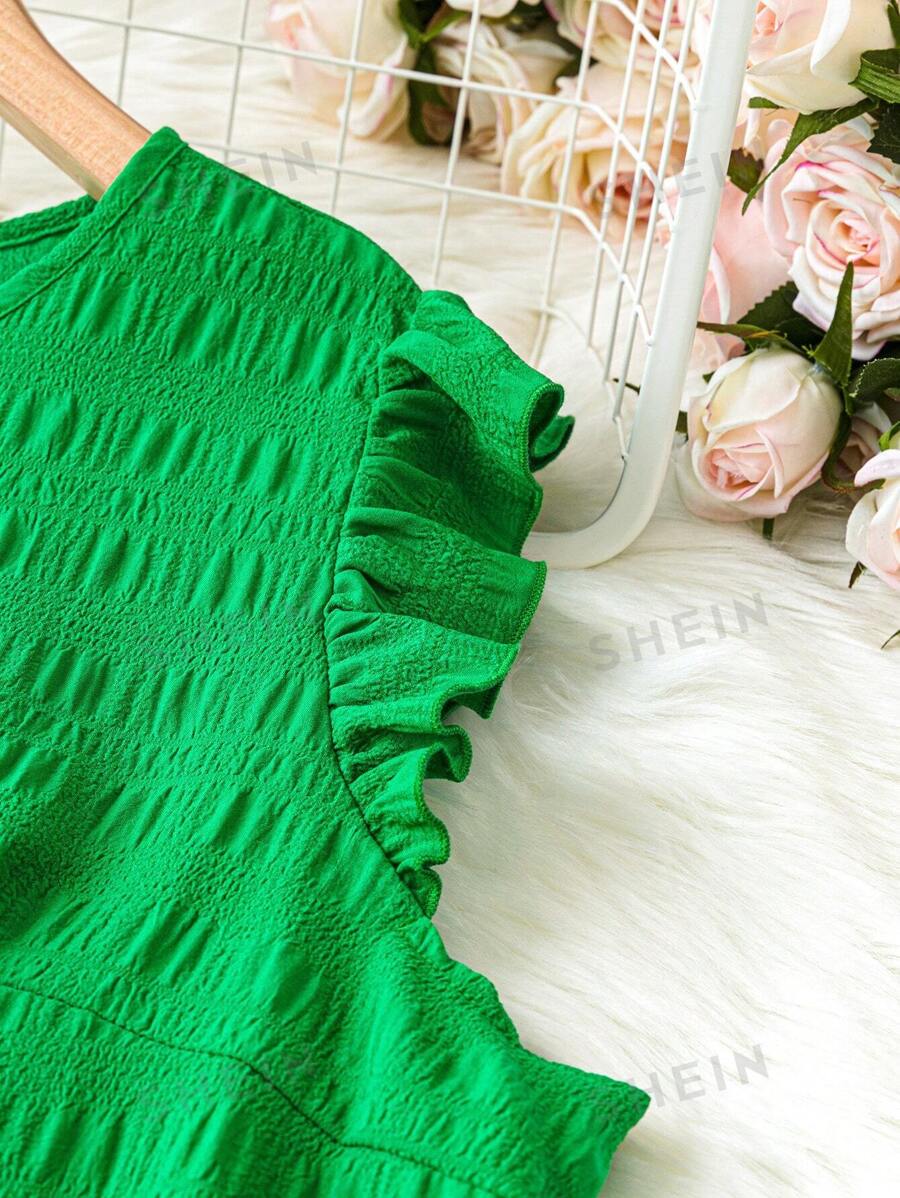 SHEIN Clasi Plus Size Solid Color Ruffle Edge Dress | SHEIN USA