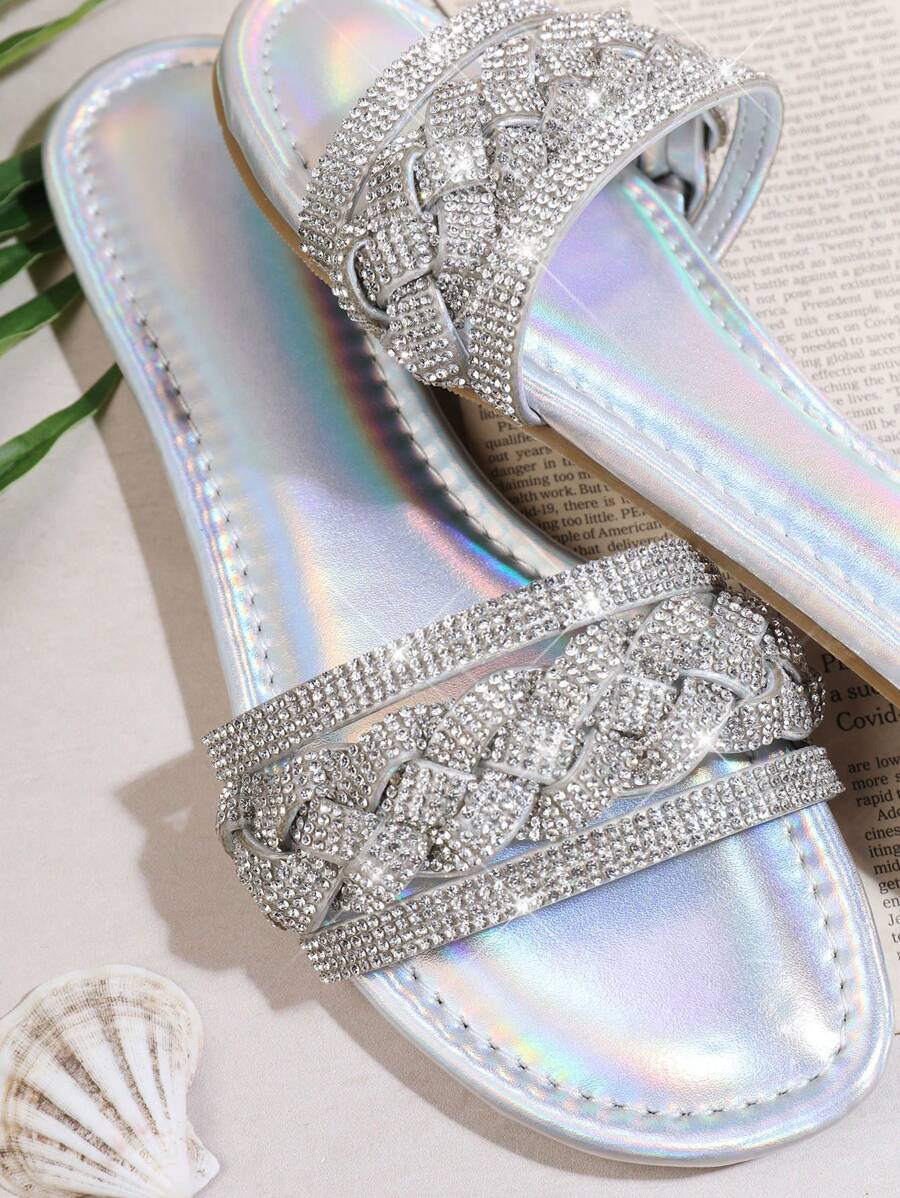 Women's Fashionable Rhinestone Flat Sandals | SHEIN USA
