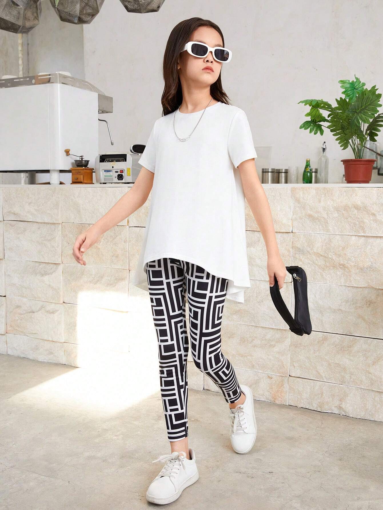 SHEIN Conjunto casual de dos piezas para niña preadolescente: Camiseta ...