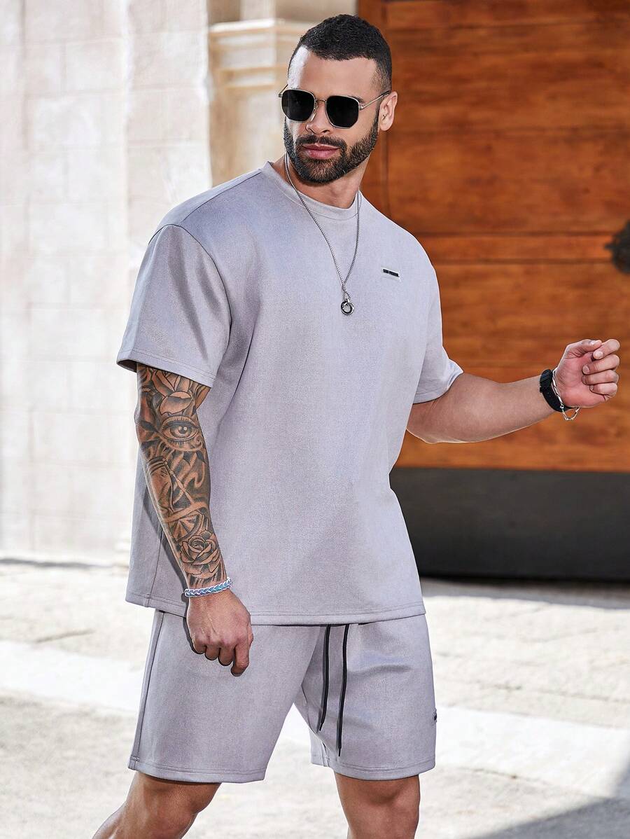 Manfinity Homme Men'S Plus Size Loose Fit Casual Two Piece Set With ...