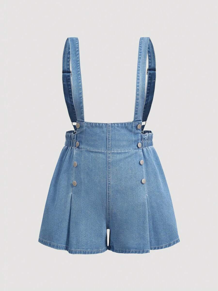 SHEIN MOD Vintage & Sexy Plus Size Women's Denim Overalls Shorts ...
