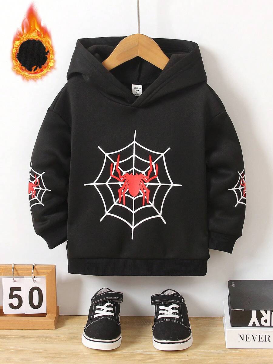 SHEIN Moletom com capuz de manga comprida com estampa de aranha para ...