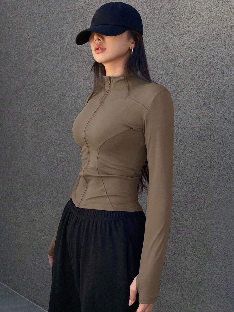 DAZY Women's Slim Fit Light Khaki Jacket | SHEIN USA