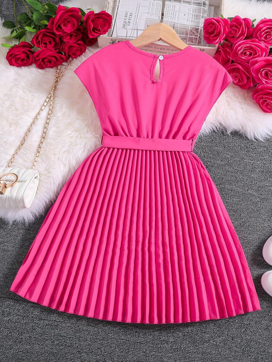 Tween Girls' Pleated Dress With Flared Hem, Elegant And Gentle | SHEIN UK