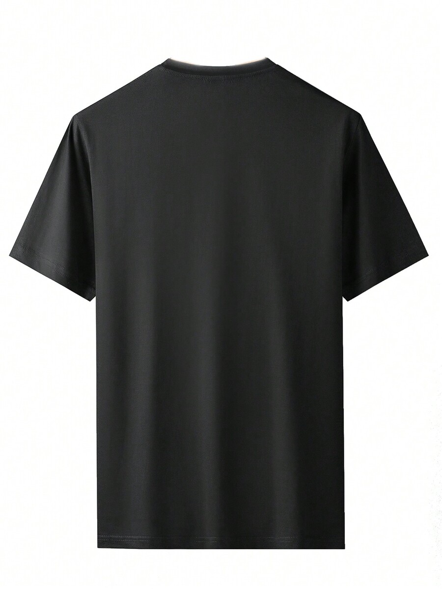 Mens Slogan Print Round Neck Short Sleeve Casual T Shirt For Sale